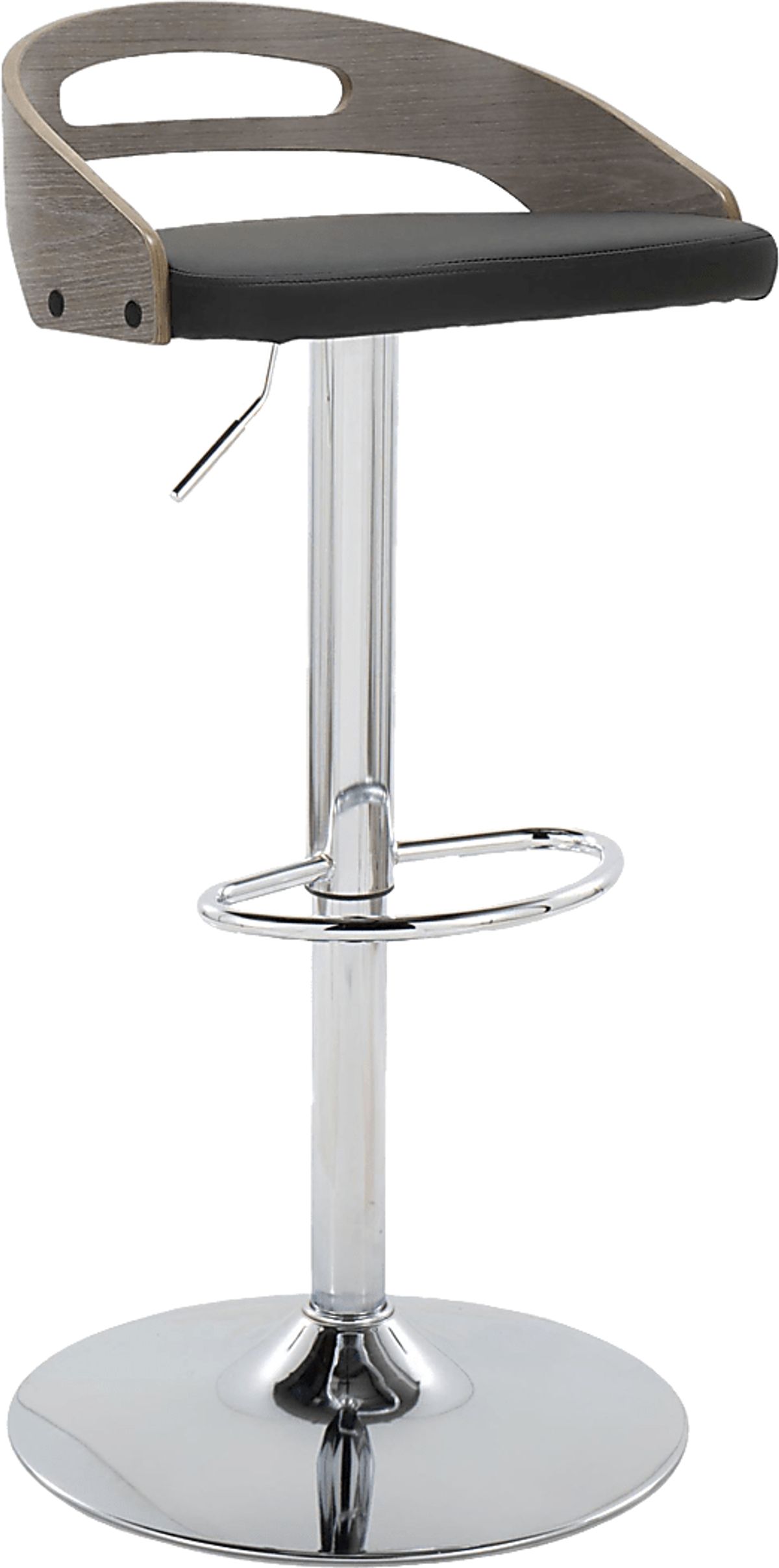 Verhaven IV Chrome Metal Black Polyurethane Fabric Adjustable Barstool ...