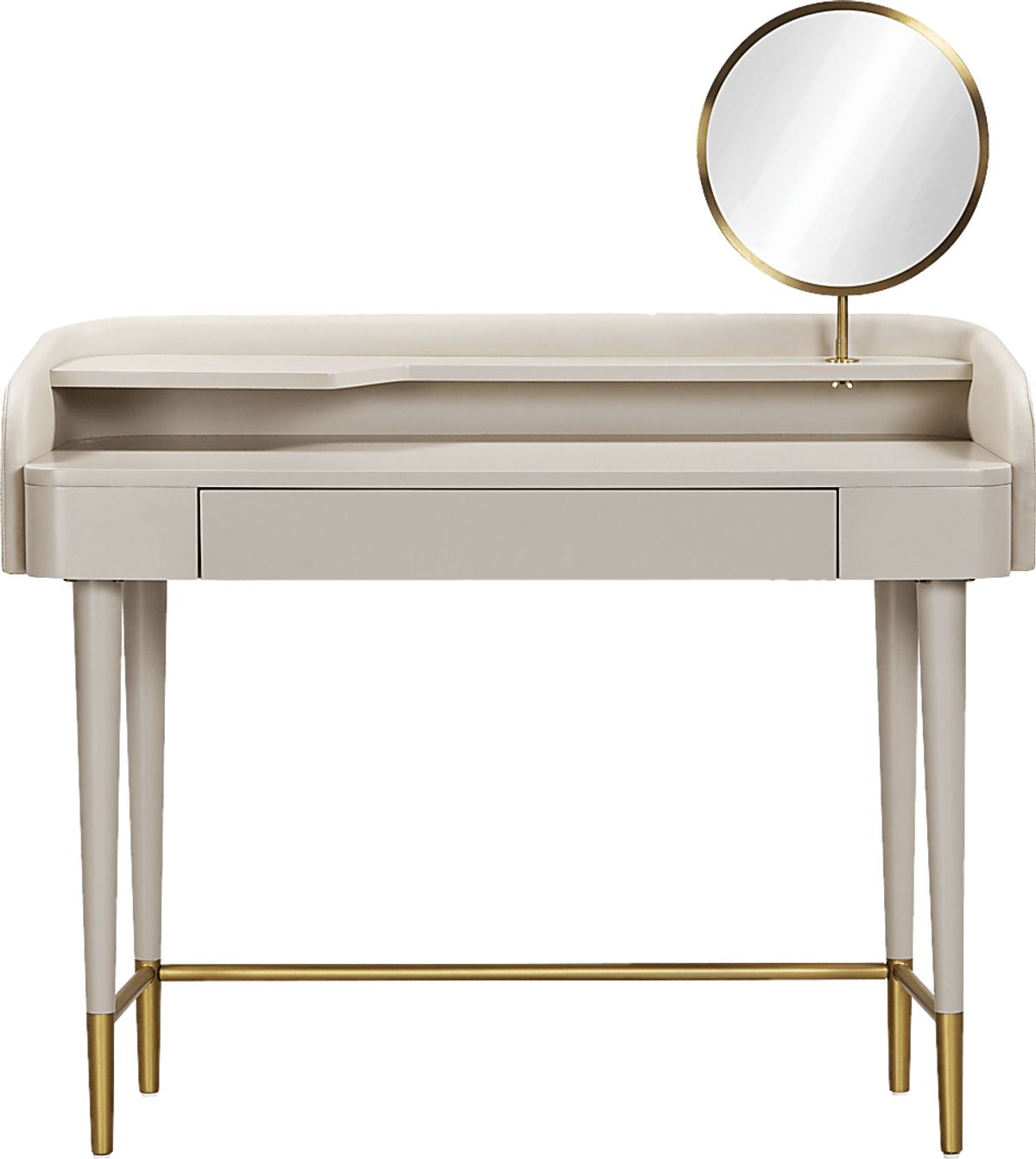 Vermilyea Taupe Beige Polyurethane Fabric Vanity | Rooms to Go