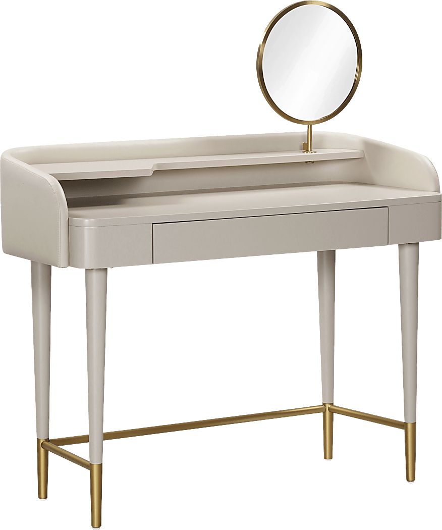 Vermilyea Taupe Beige Polyurethane Fabric Vanity | Rooms to Go