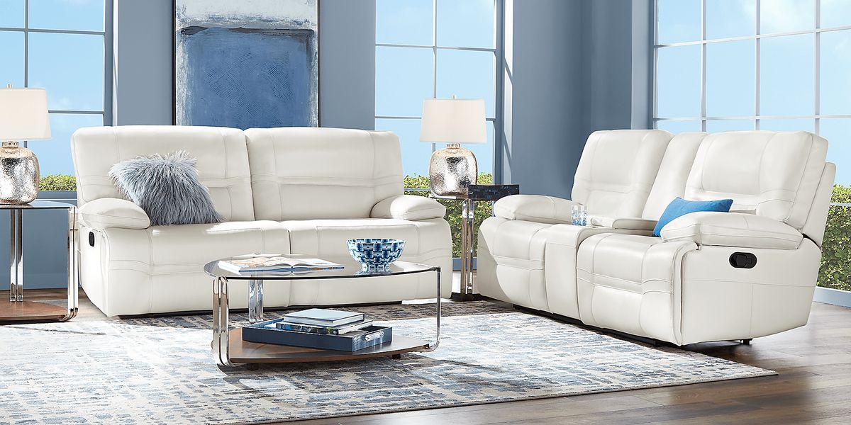 Vernazza Lane 5 Pc Beige Leather Non-Power Reclining Living Room Set ...