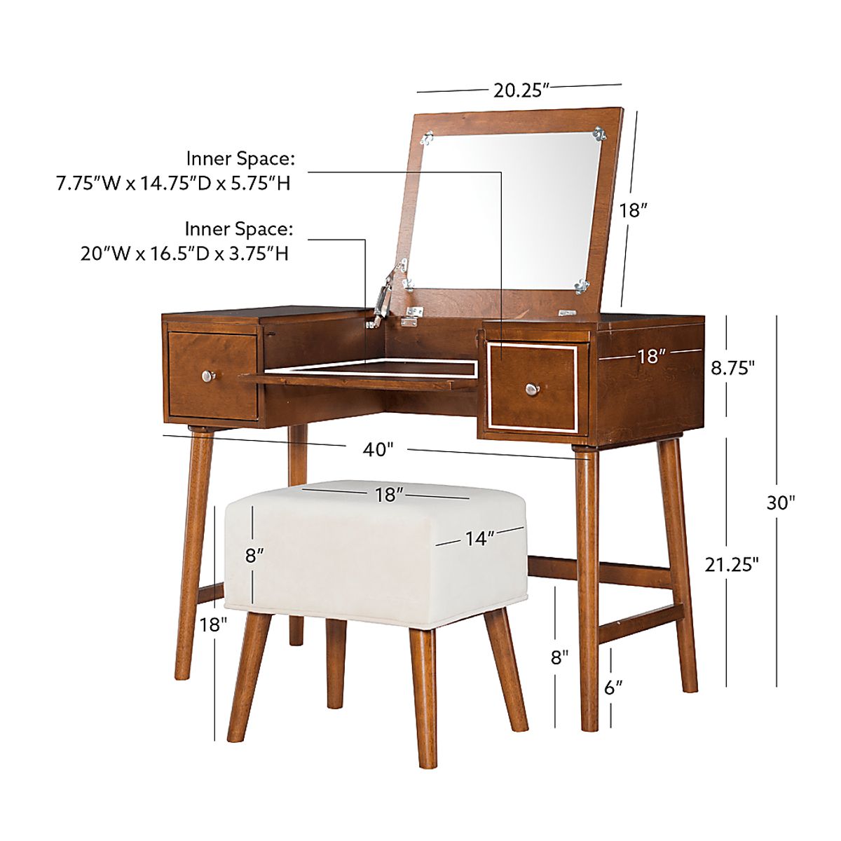Verplanck Brown Dark Wood Vanity | Rooms to Go