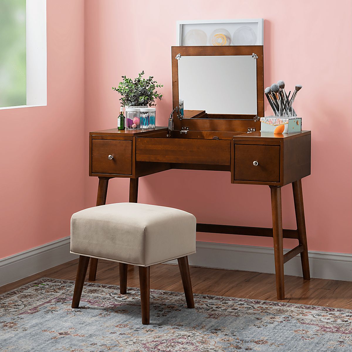 Verplanck Brown Dark Wood Vanity | Rooms to Go
