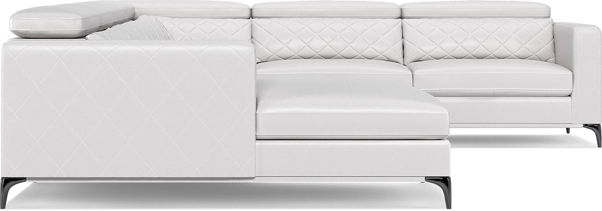 Via Sorrento 7 Pc White Polyester Fabric Living Room Set With 4 Pc Left ...