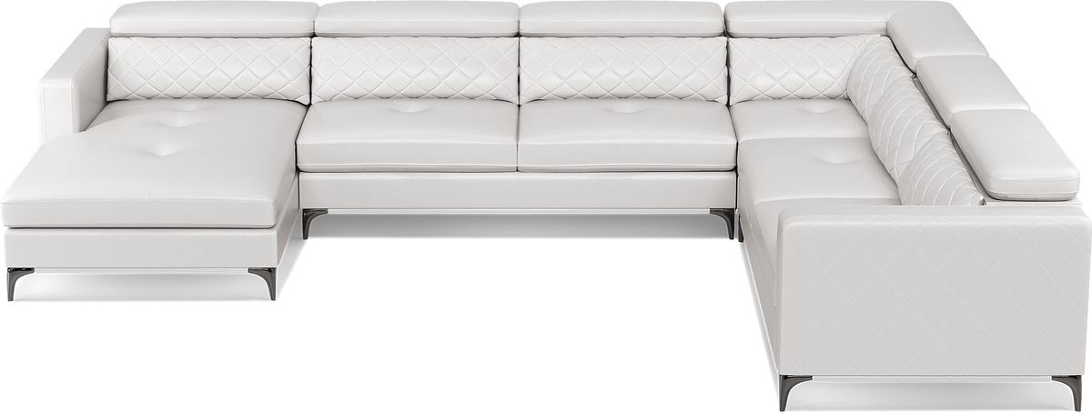 Via Sorrento 7 Pc White Polyester Fabric Living Room Set With 4 Pc Left ...