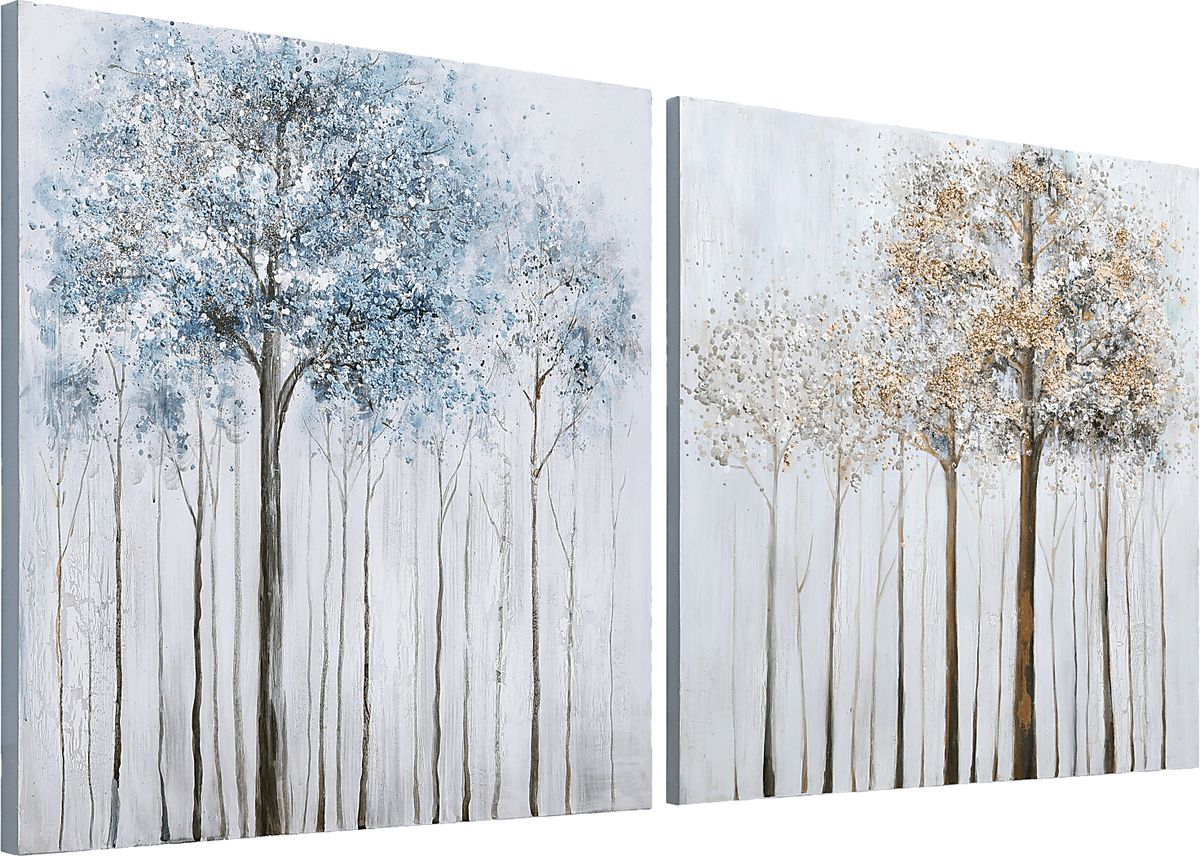 Vichis Gold,Silver Gray,Yellow Wall Art, Set Of 2 | Rooms to Go