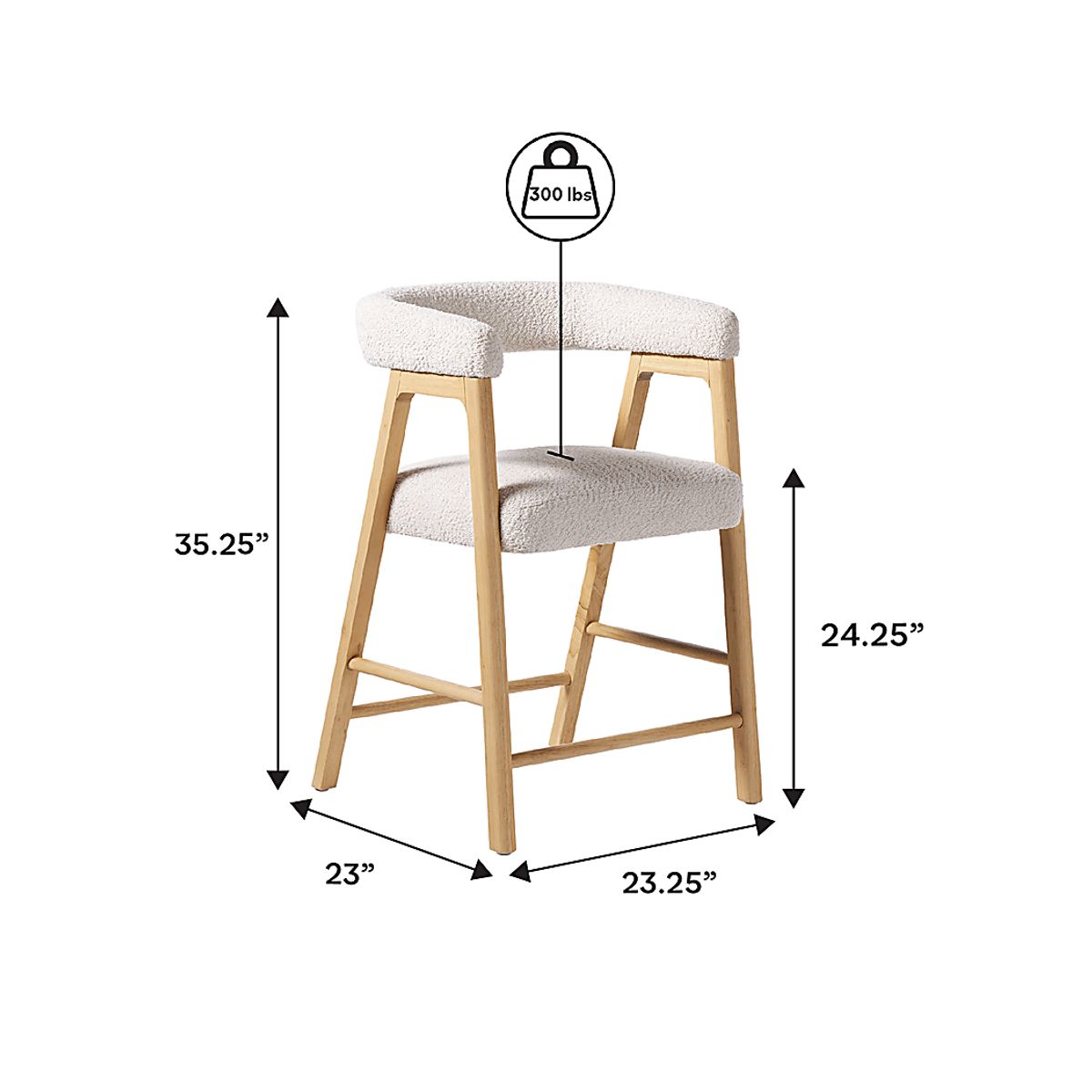 Villandrie II Natural Light Wood Ivory Beige Polyester Fabric Counter ...