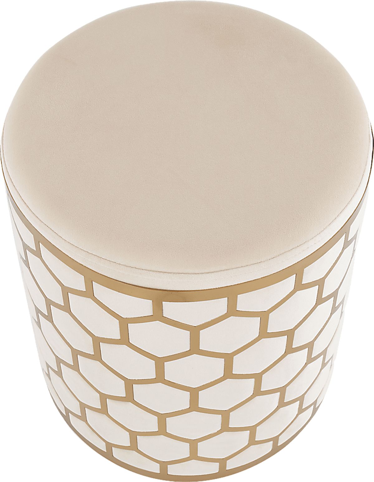 Vinesville Cream Beige Velvet Plush Ottoman | Rooms to Go