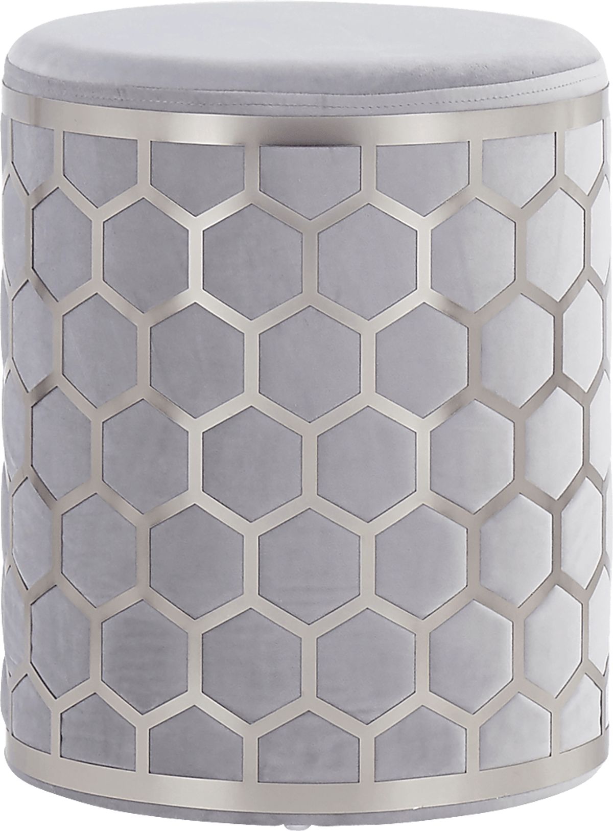 Vinesville Silver Gray Velvet Plush Ottoman | Rooms to Go
