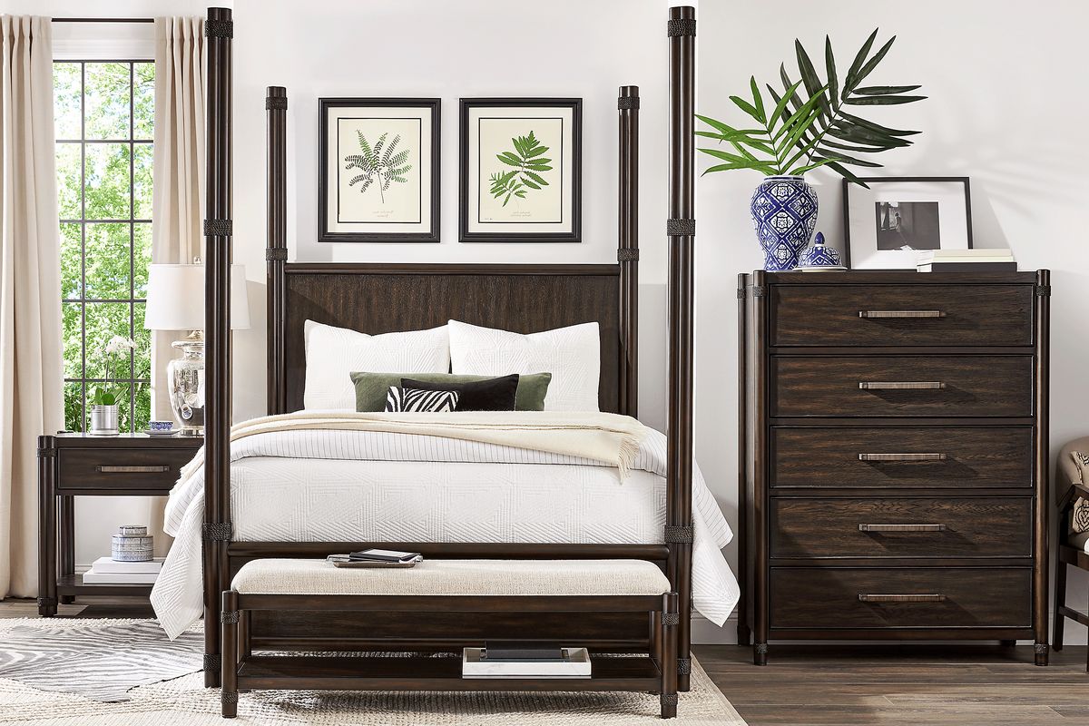 Cindy Crawford Vineyard Estates Brown Dark Wood Microfiber 3 Pc Queen ...