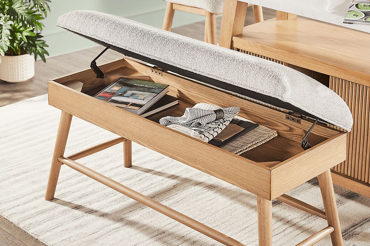 Viola Light Oak Wood Counter Height Bench | Rooms to Go