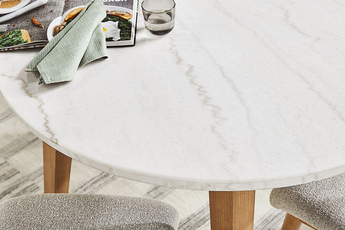 Viola 5 Pc Natural Light Wood Dining Room Set With Round Dining Table ...