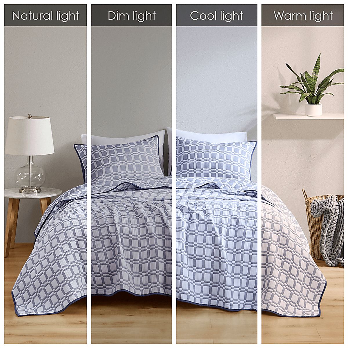 Viriole Indigo Blue Polyester Fabric 3 Pc Full/Queen Coverlet Set ...