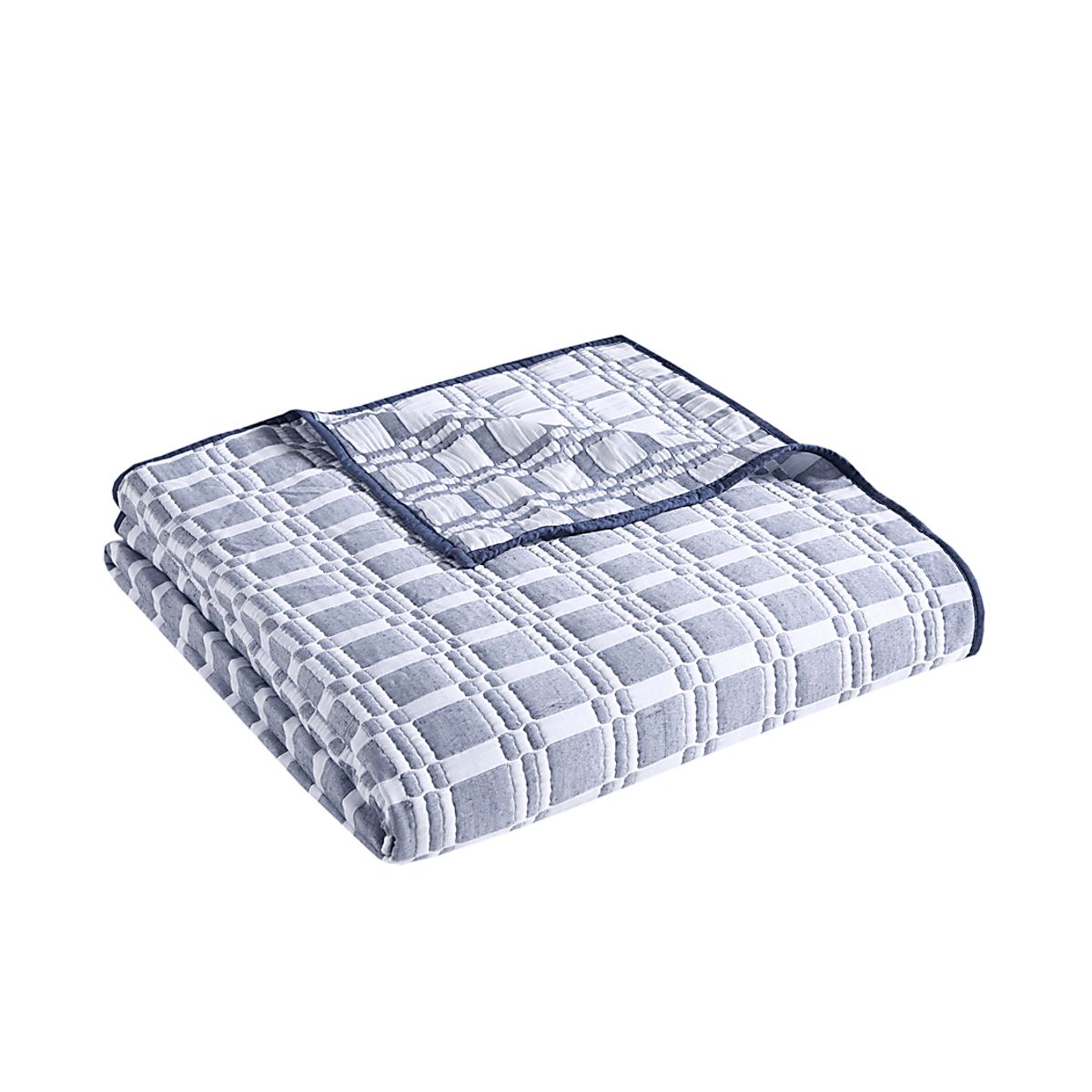 Viriole Indigo Blue Polyester Fabric 3 Pc Full/Queen Coverlet Set ...