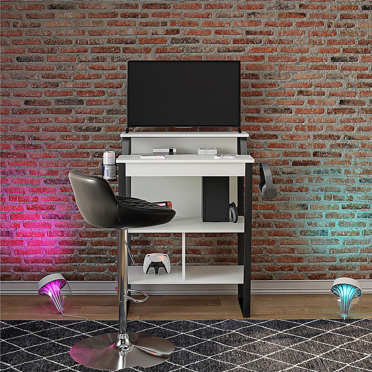 Virmar White Colors,White Gaming Desk | Rooms to Go