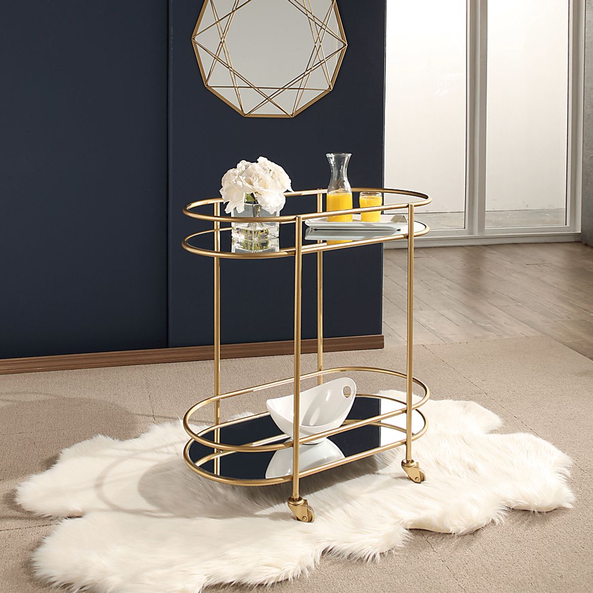Viscount Gold Colors,Metal Bar Cart | Rooms to Go