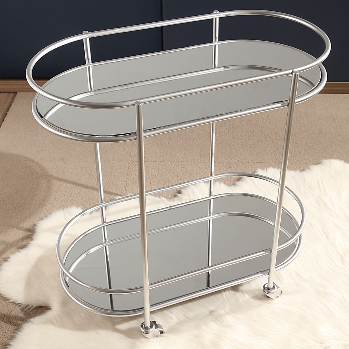 Viscount Silver Gray Bar Cart | Rooms to Go