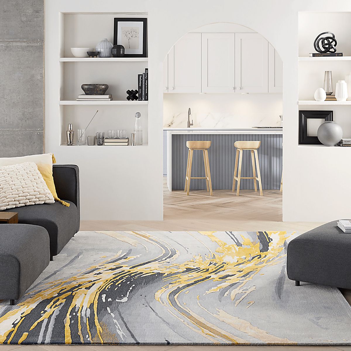 Wagim Gold,Gray Gray,Yellow Rugs | Rooms to Go