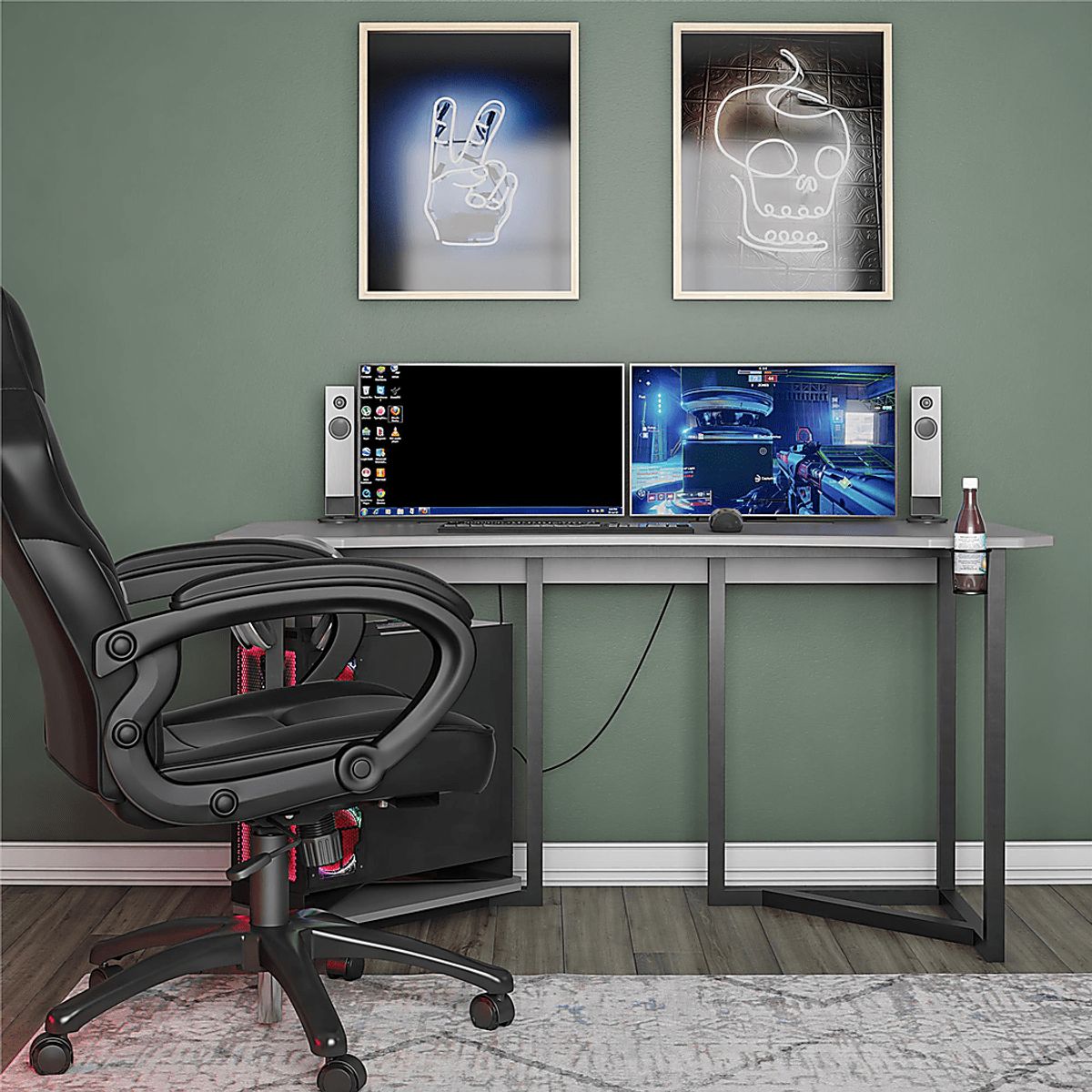 Walavista Gray Gaming Desk | Rooms to Go