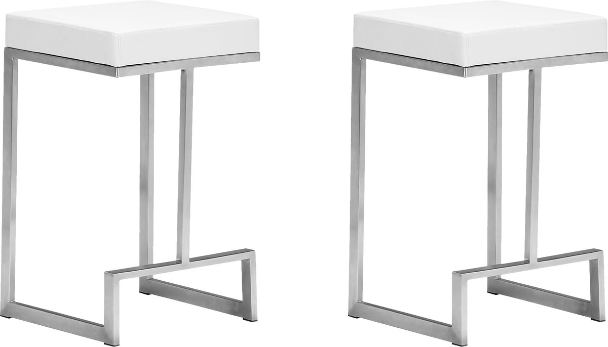 Waldow Silver Gray White Counter Stool, Set Of 2 | Rooms to Go
