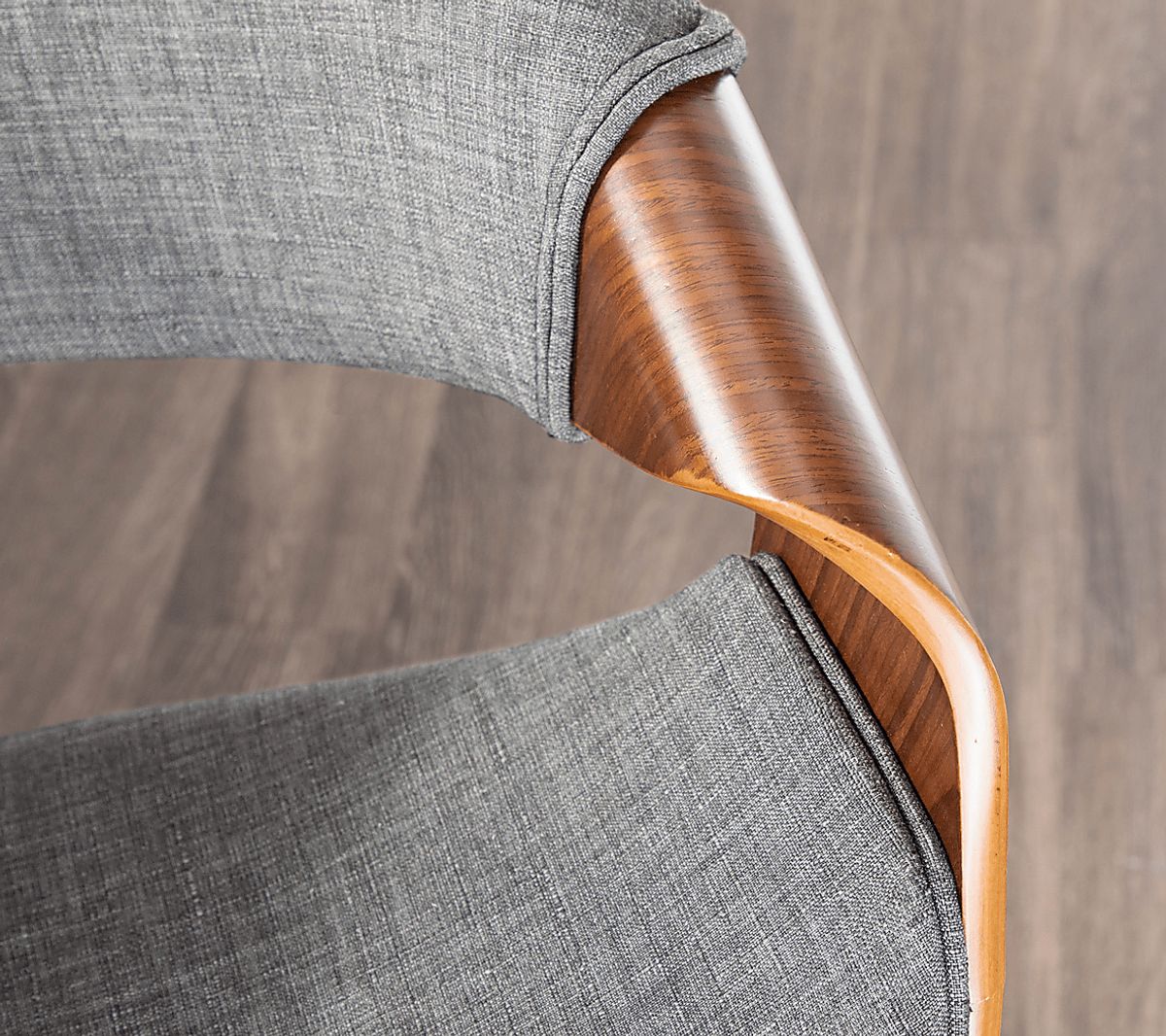 Walincia Walnut Dark Wood Gray Polyester Fabric Swivel Bar Height ...
