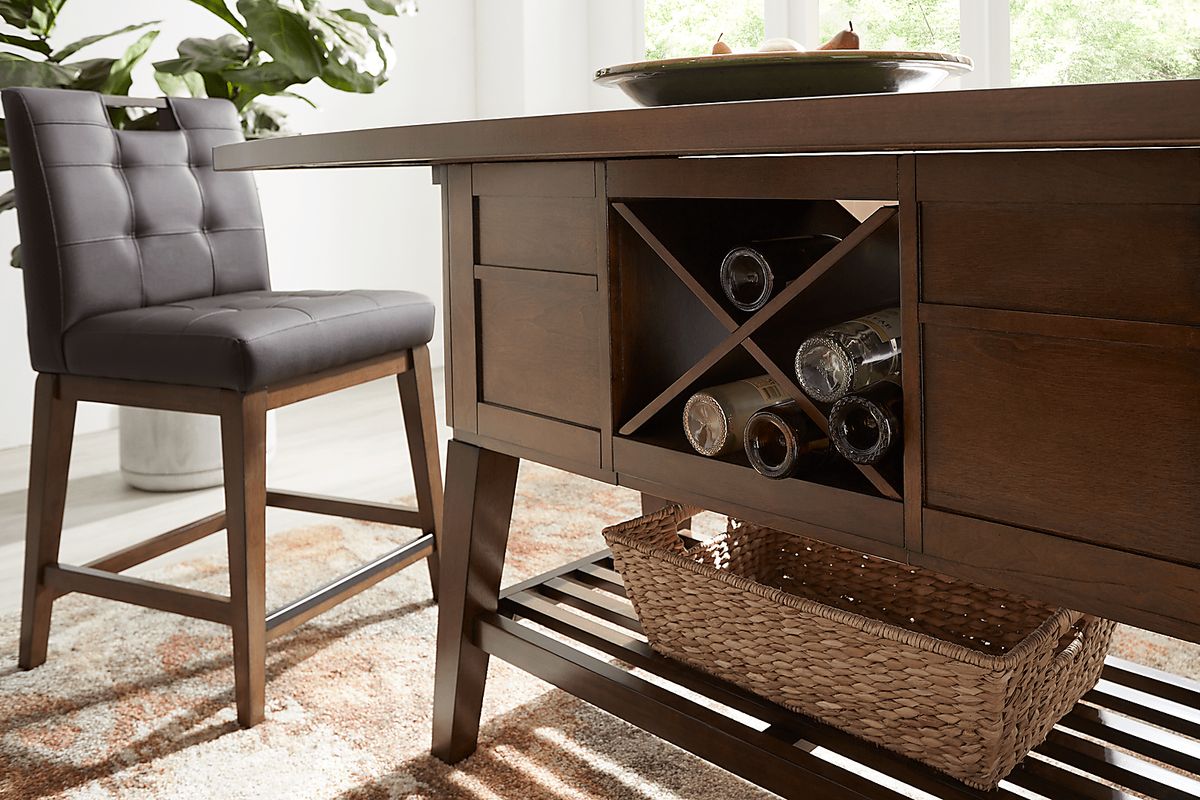 Walstead Place 5 Pc Brown Dark Wood Beige Dining Room Set With Counter ...