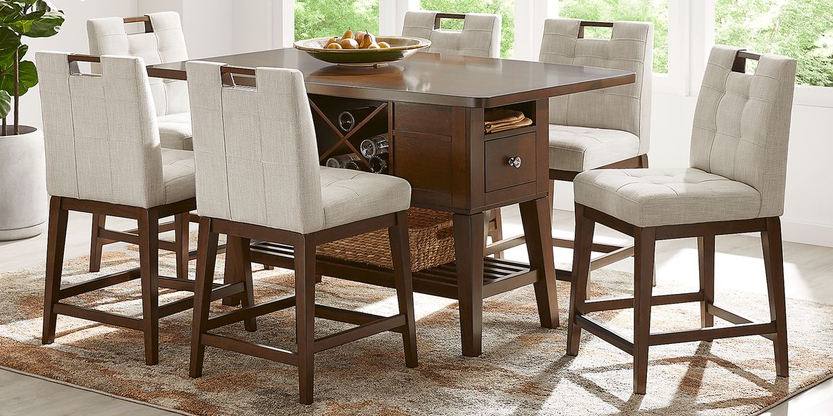 Walstead Place Brown 5 Pc Counter Height Dining Room with Beige ...