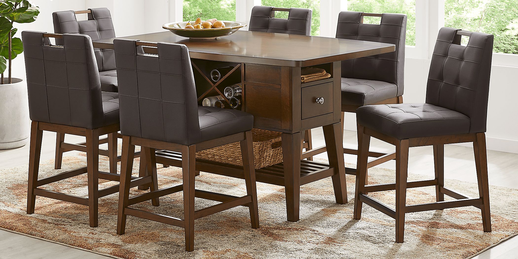 Walstead Place Brown 5 Pc Counter Height Dining Room With Brown