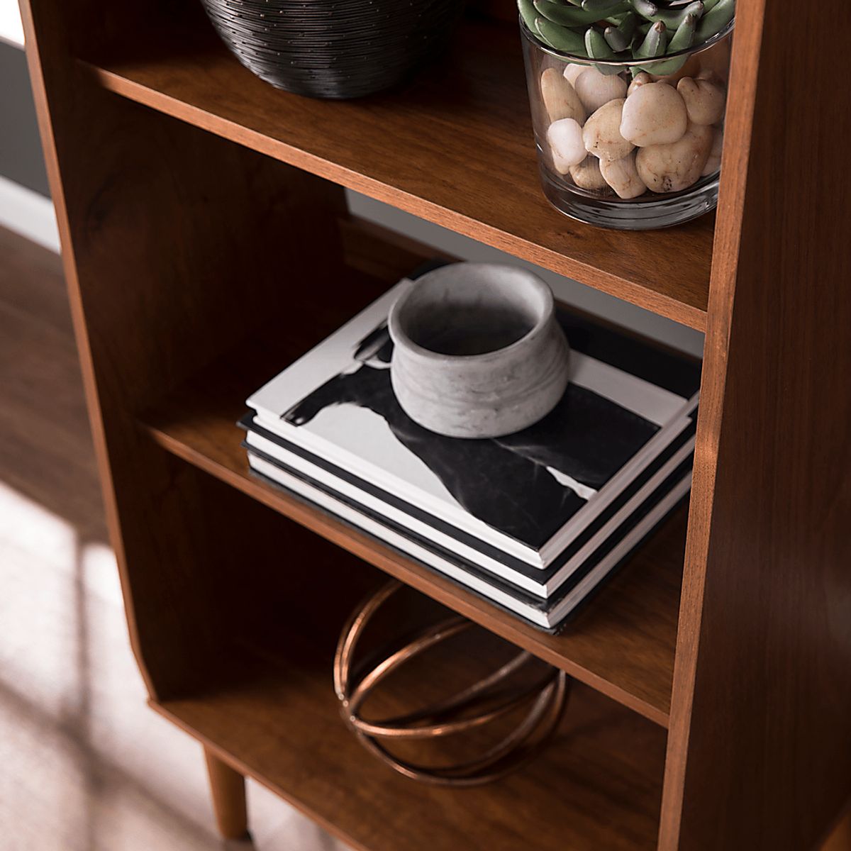 Wareham Brown Dark Wood Bookcase | Rooms to Go