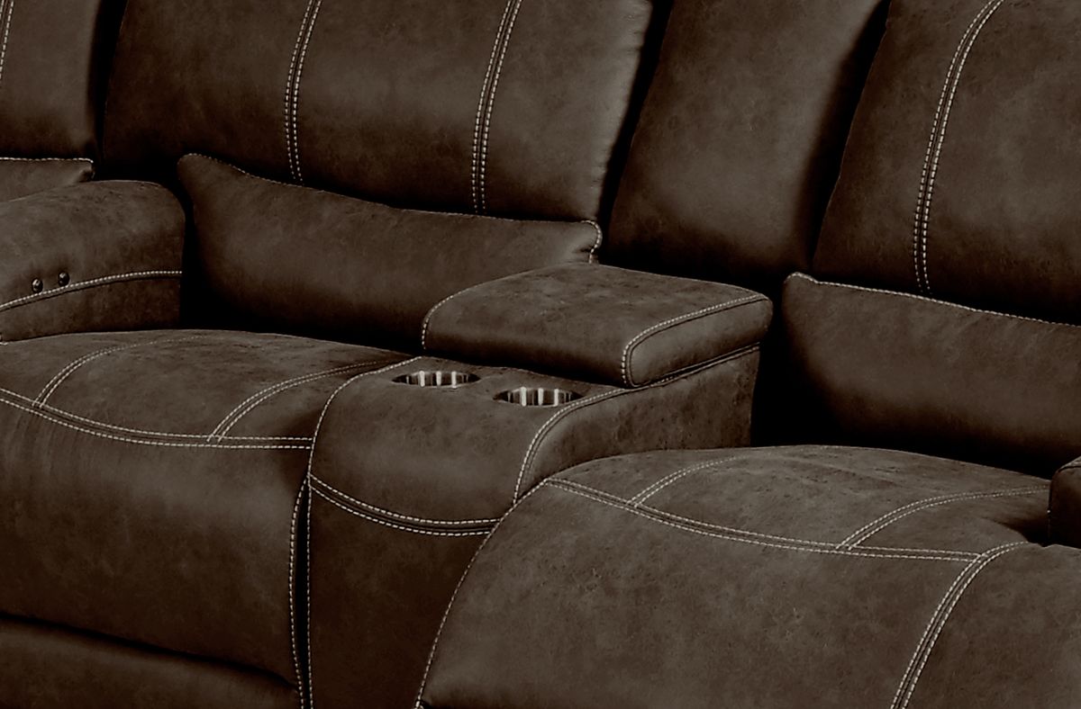 Warrendale Chocolate Brown Microfiber 3 Pc Power Reclining Sectional ...