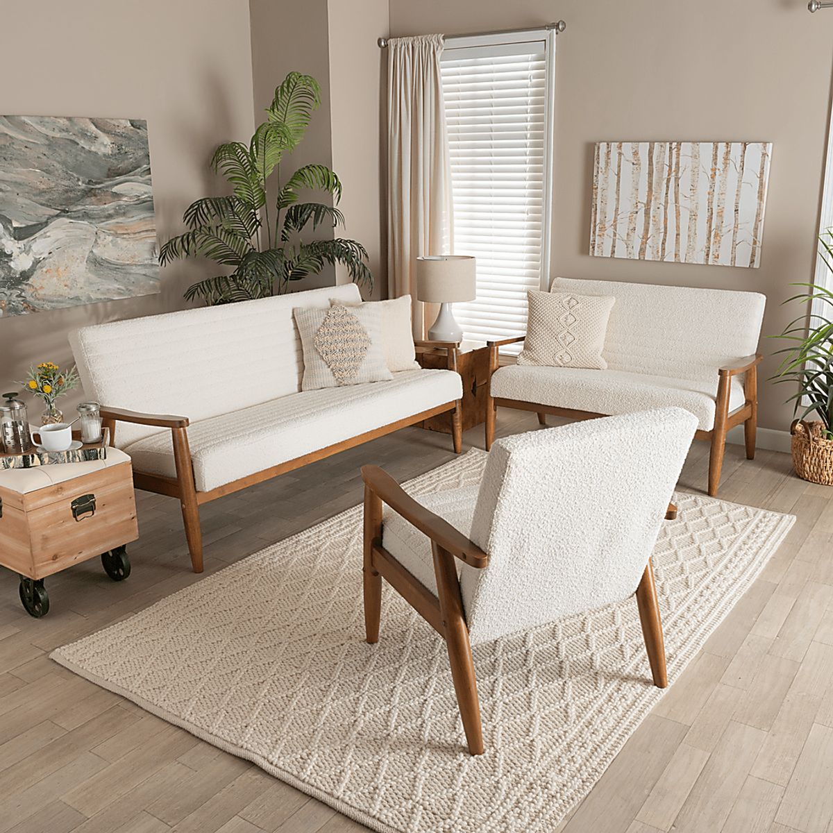 Washakie Walnut Dark Wood Brown Polyester Fabric 3 Pc Sofa Set | Rooms ...