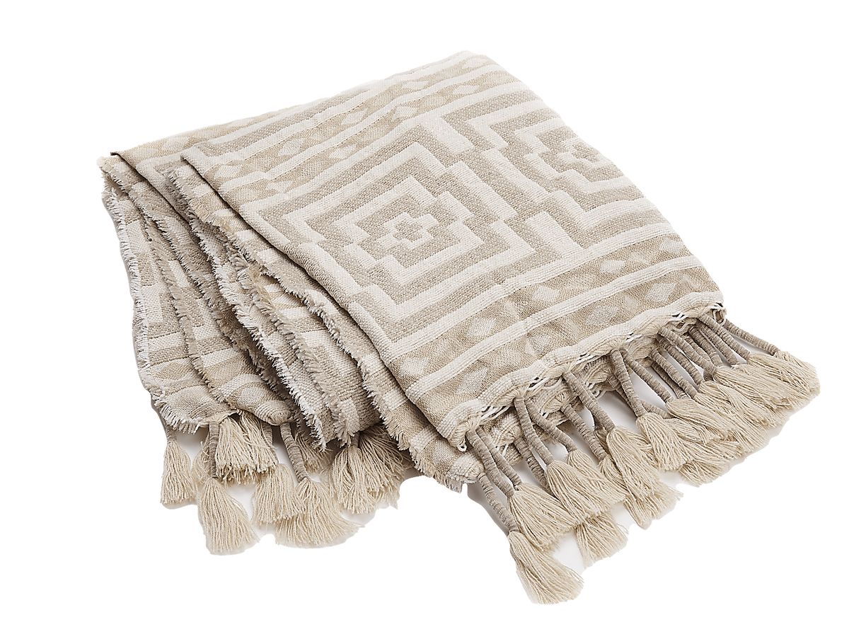 Washentaw Taupe Beige Acrylic,Polyester Fabric Throw Blanket | Rooms to Go