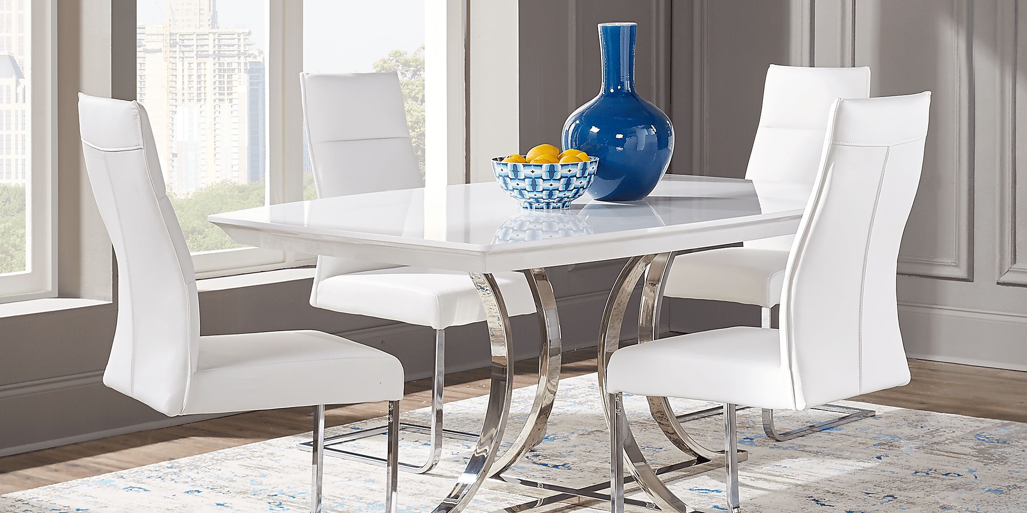 Washington Square 5 Pc Chrome,White Colors,Metal,White White Dining ...