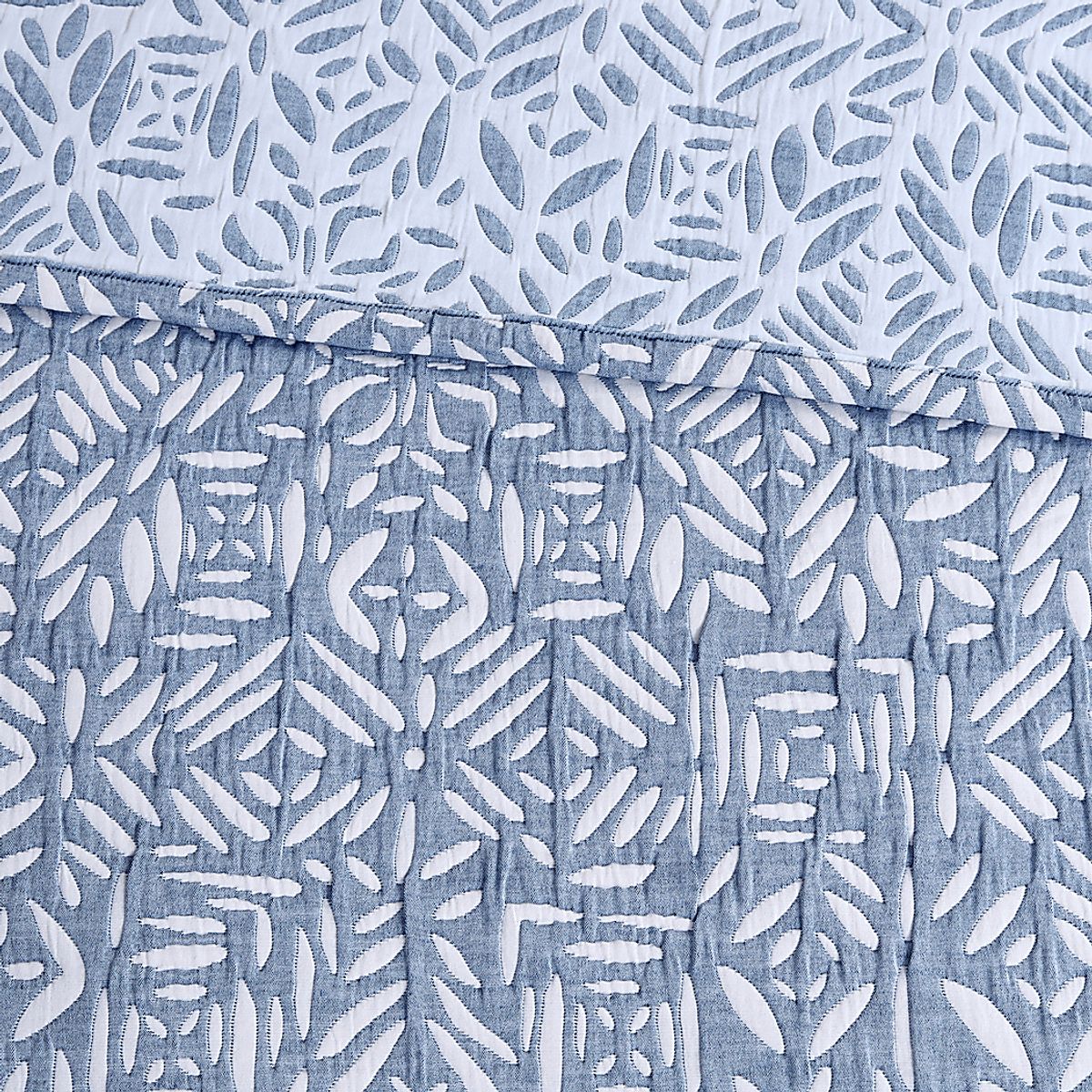 Washmon Blue Cotton,Polyester Fabric 4 Pc Full/Queen Coverlet Set ...