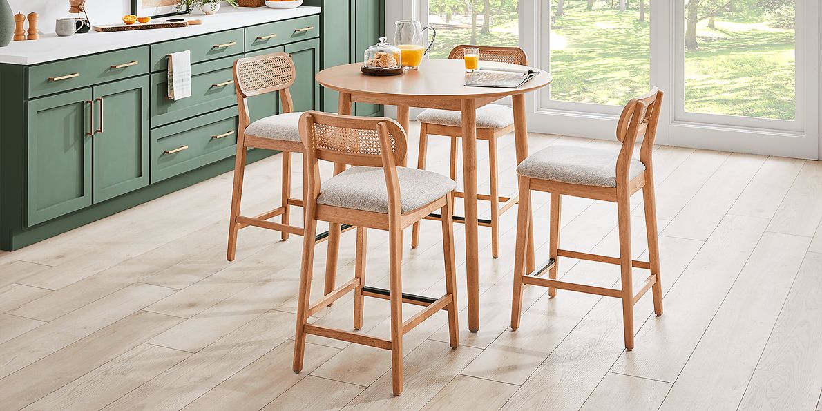 Watertown 5 Pc Natural Light Wood Dining Room Set With Counter Height ...