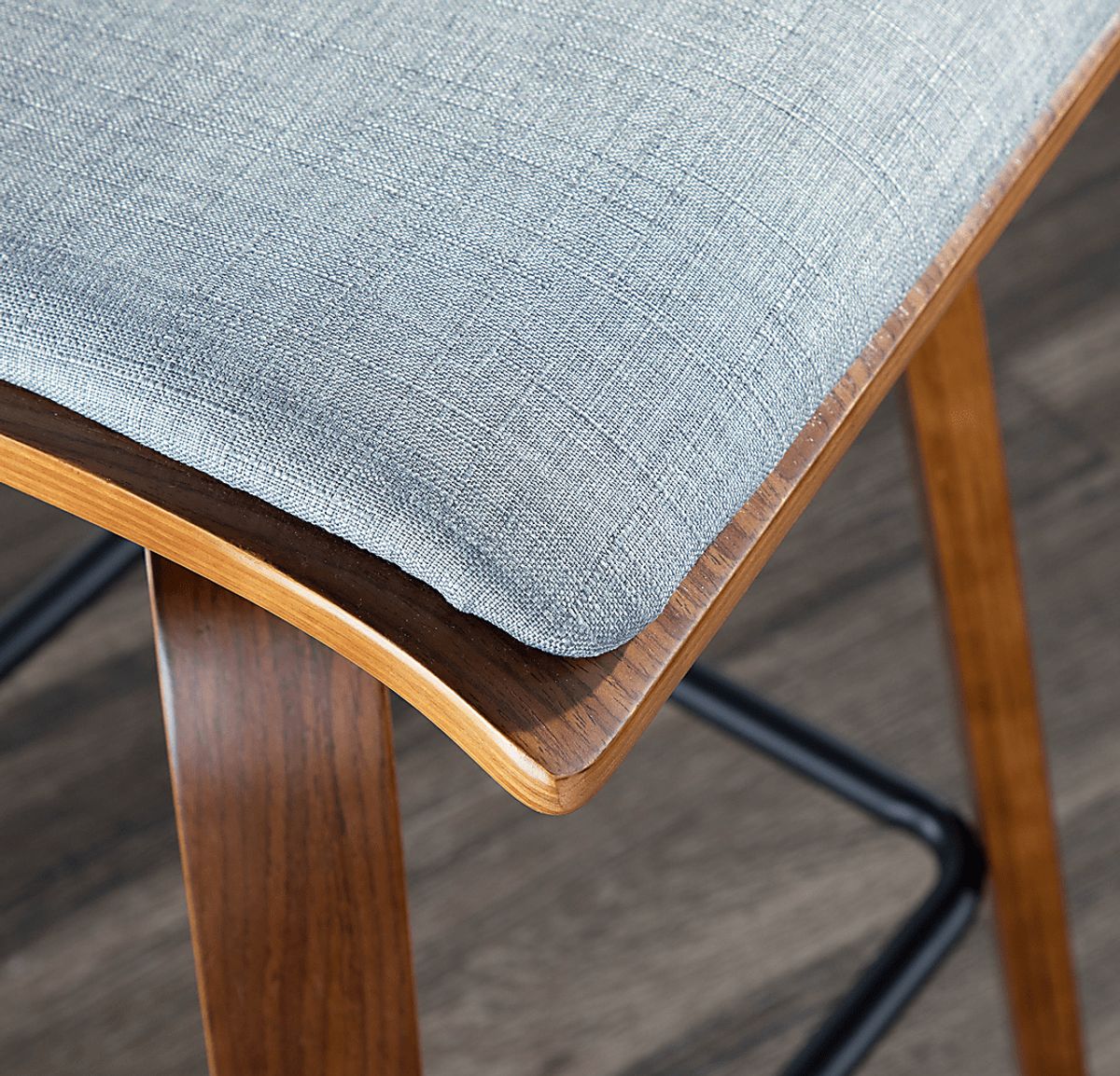 Watsonia Walnut Dark Wood Gray Polyester Fabric Counter Height Stool ...
