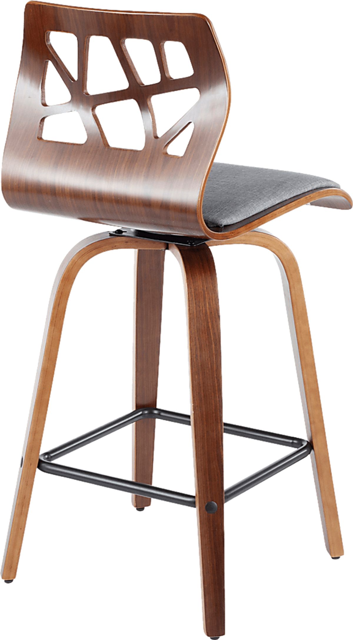 Watsonia Walnut Dark Wood Gray Polyester Fabric Counter Height Stool ...