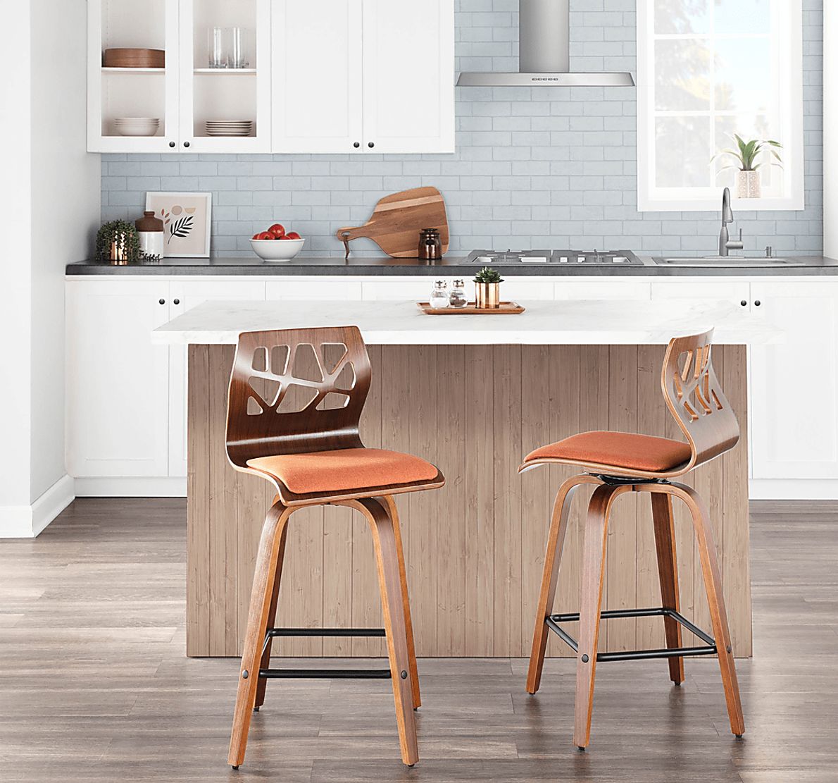 Watsonia Orange Counter Height Stool, Set of 2 - Rooms To Go