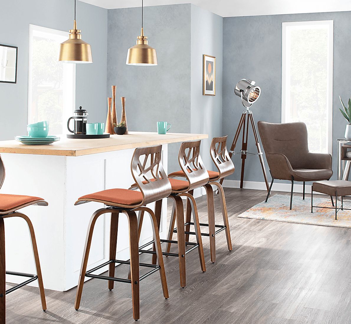 Watsonia Orange Counter Height Stool, Set of 2 - Rooms To Go