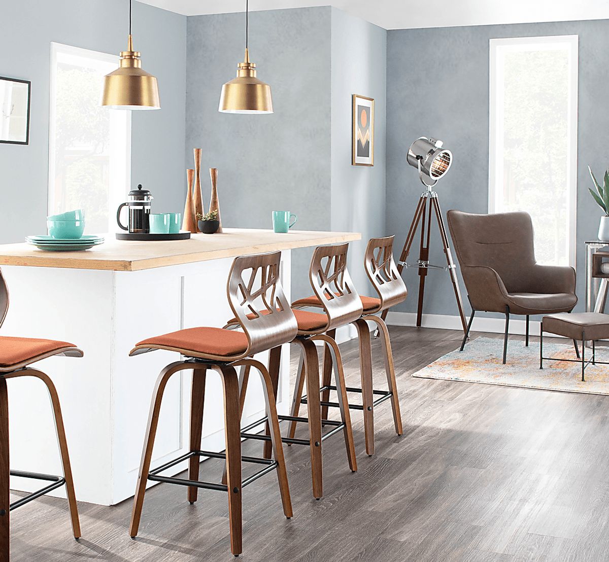 Watsonia Walnut Dark Wood Orange Orange,Red Polyester Fabric Counter ...