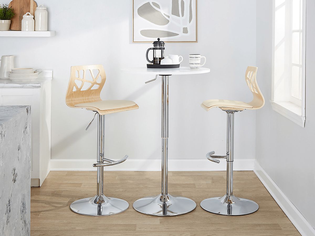 Watsonia X Chrome Metal Cream Beige Polyurethane Fabric Adjustable ...