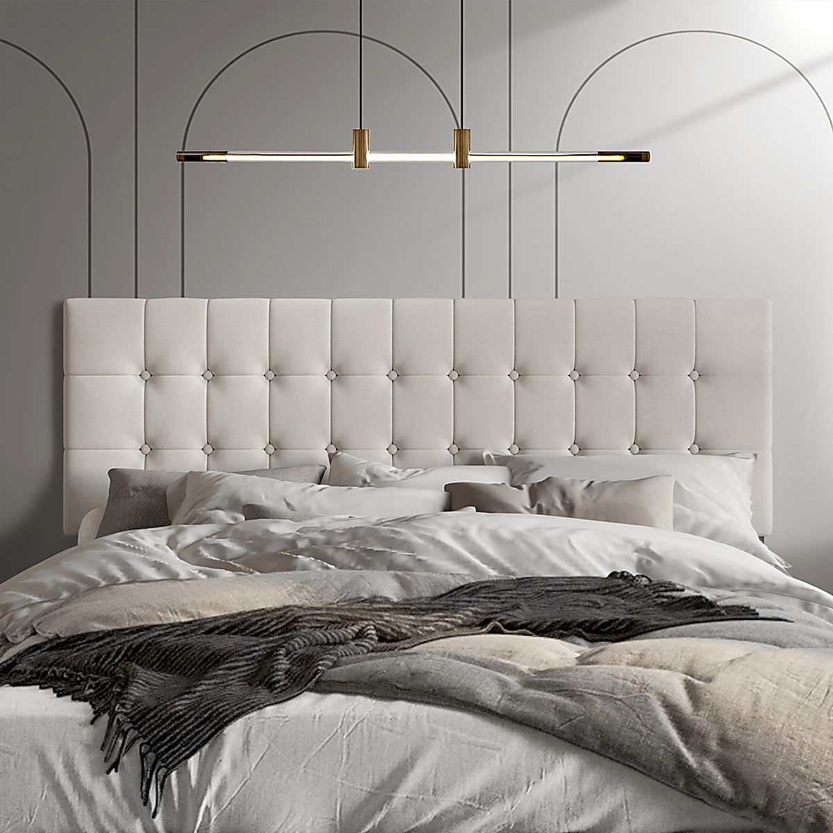 Malachi Light Gray Polyester Fabric King Headboard | Rooms to Go