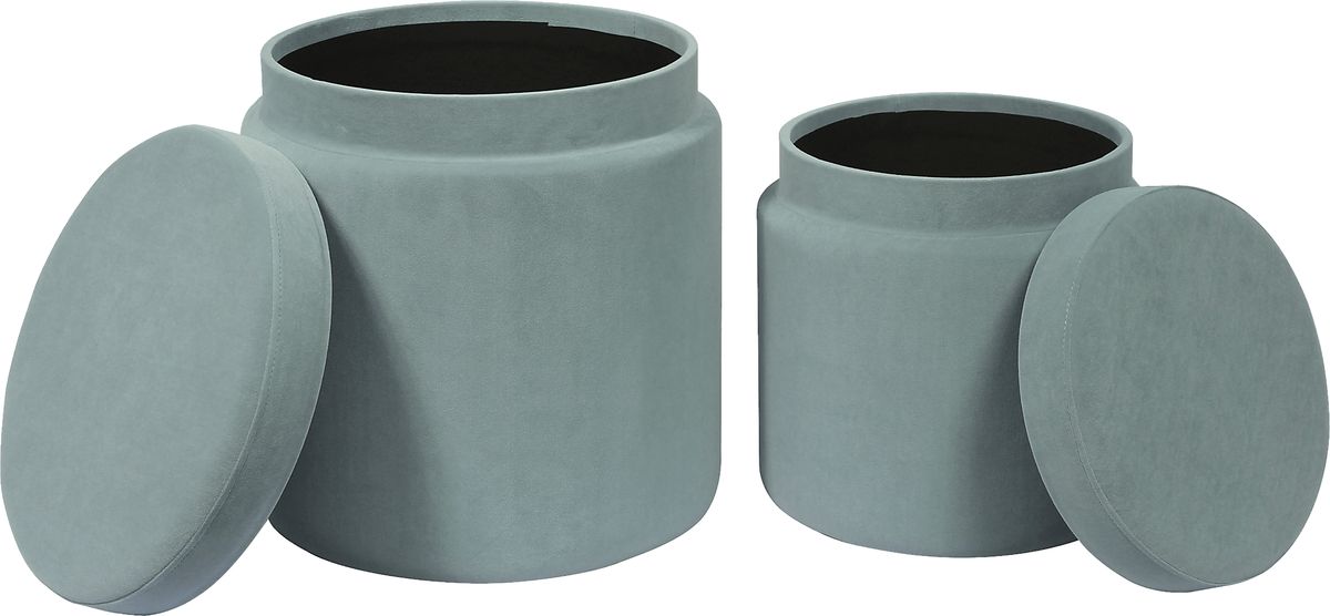 Waynetta Blue Polyester Fabric Storage Ottoman | Rooms to Go