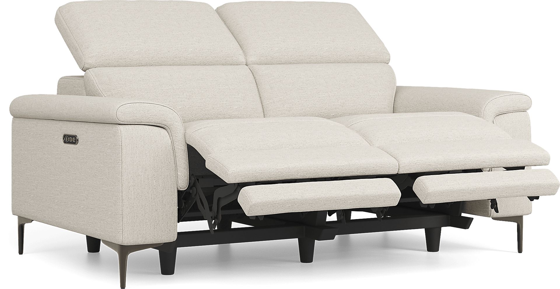Weatherford Park 2 Pc Beige Polyester Fabric Dual Power Reclining ...