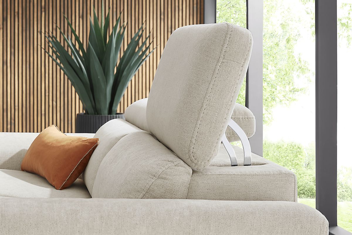 Weatherford Park Beige Polyester Fabric Dual Power Reclining Sofa ...