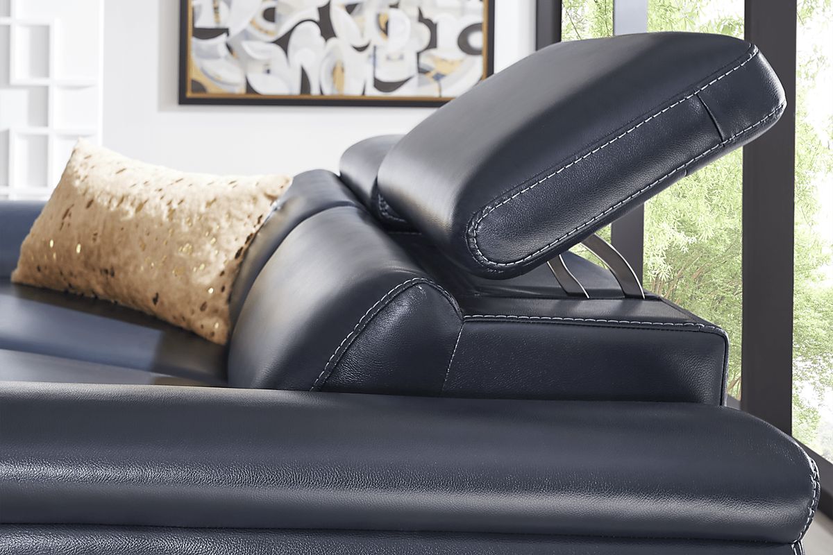 Weatherford Park Blue Polyester Fabric Dual Power Reclining Sofa ...