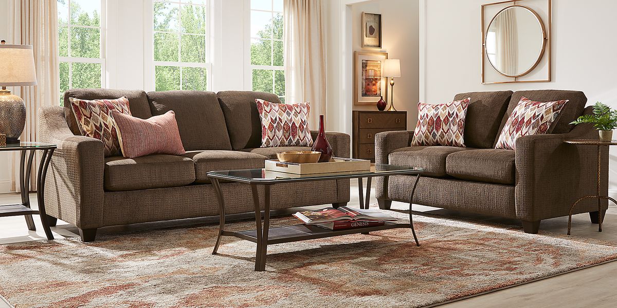 Wembley Park 2 Pc Brown Chenille Fabric Living Room Set - Rooms To Go
