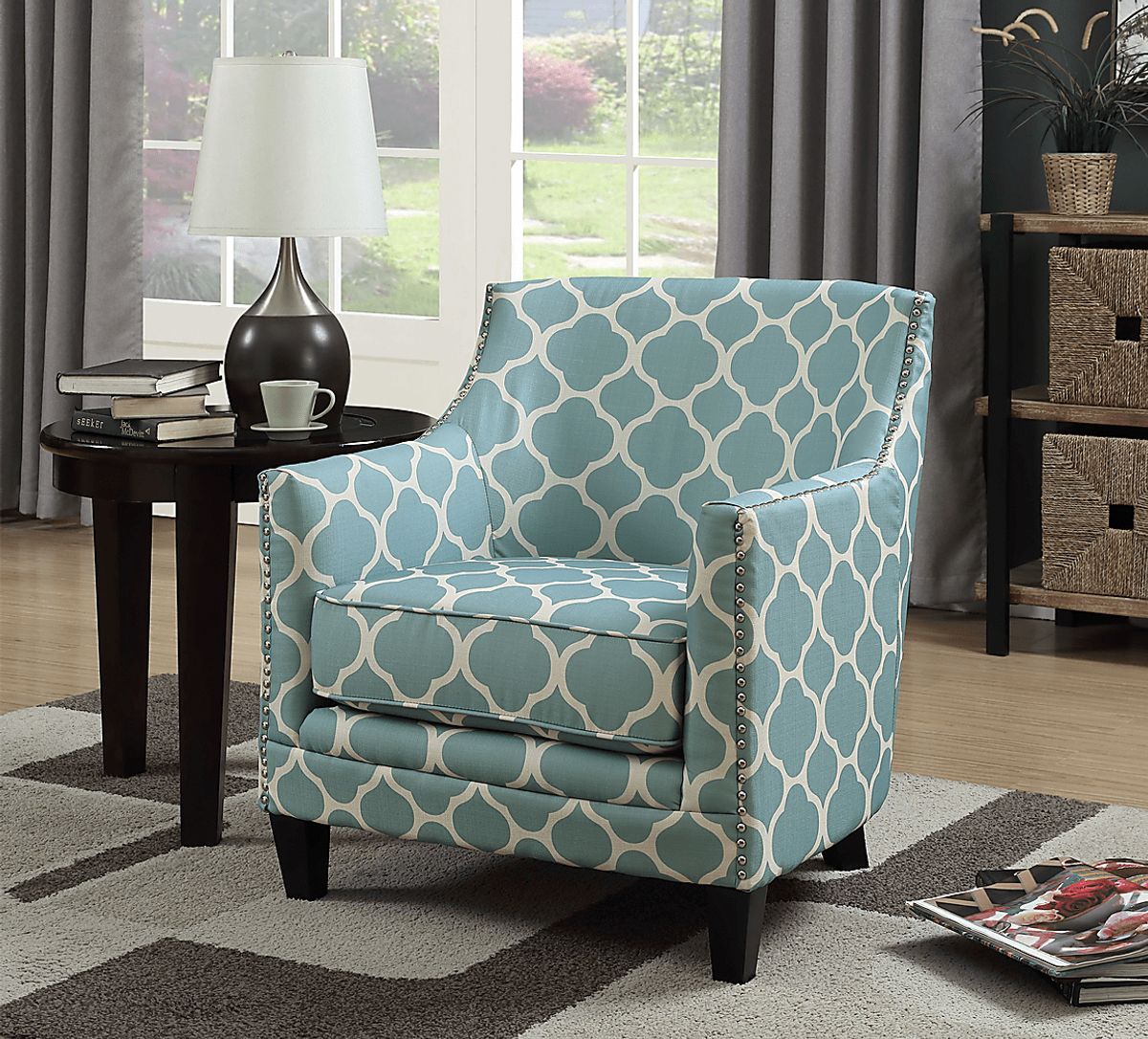 Weona I Aqua Blue Polyester Fabric Accent Chair | Rooms to Go