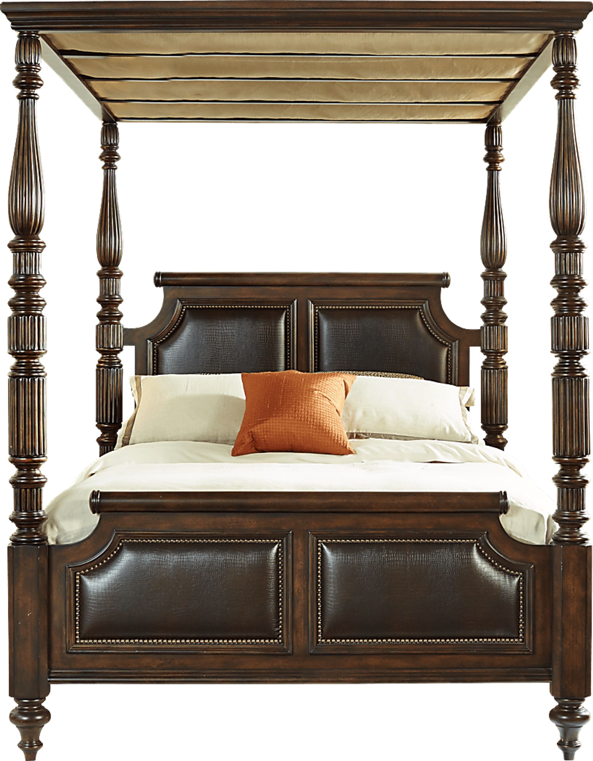 West Indies Cove 6 Pc Walnut Dark Wood 4 King Bed