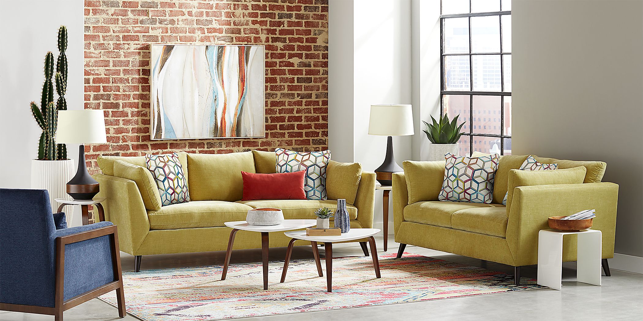 Rooms to go yellow couch store