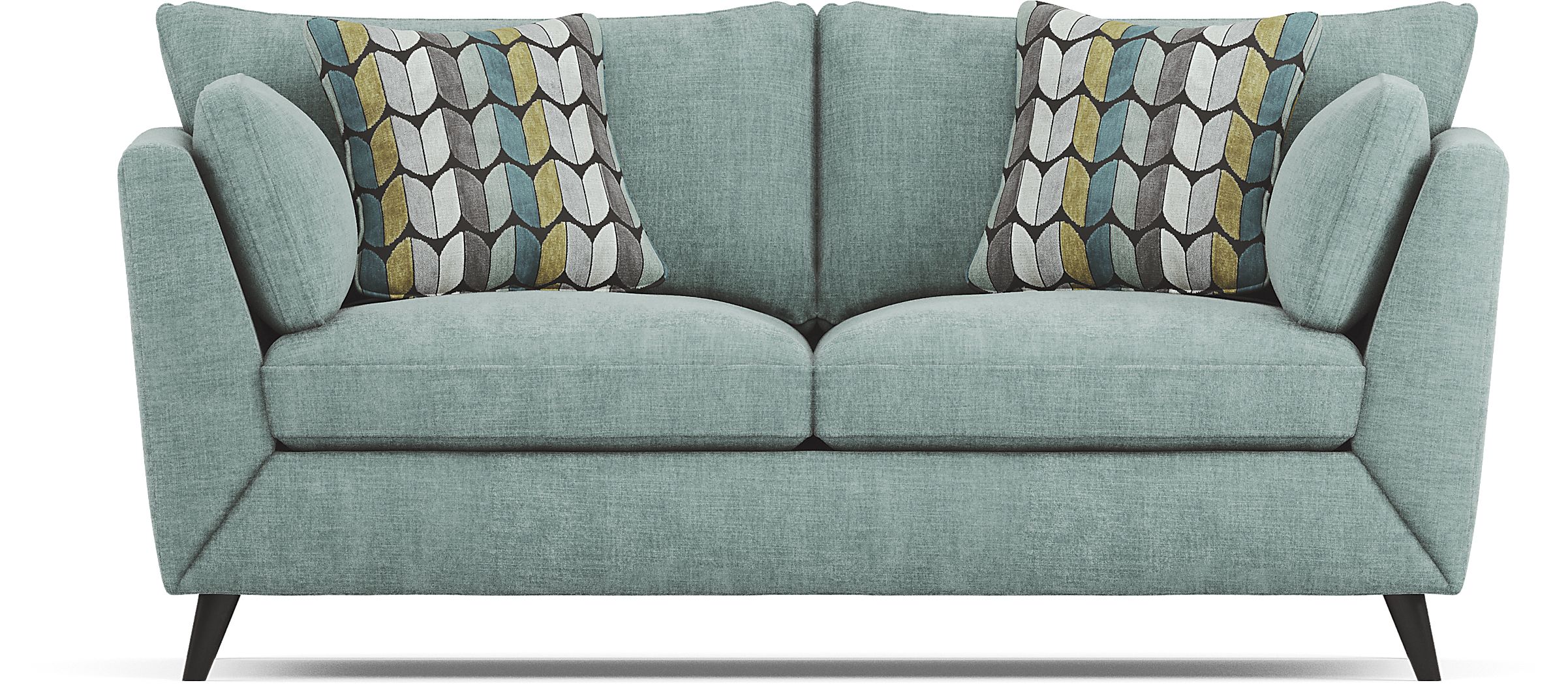 West Loft 2 Pc Teal Blue,Green Chenille Fabric Living Room Set With ...